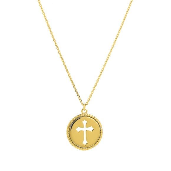 Element Shine | Jewelry | 4k Solid Gold Cut Out Cross Medallion ...